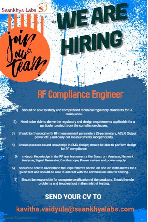 Kavitha Vaidyula On Linkedin Rf Compliance Engineer Experiencedcandidates Bangalorejobs…
