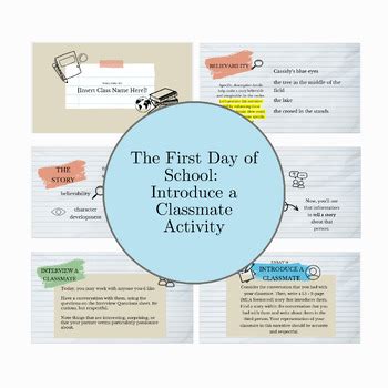 The First Day Of Babe Introduce A Classmate Activity PPT TPT