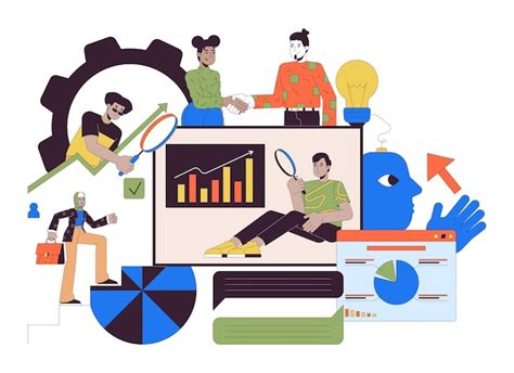 Premium Vector Data Analytics Service 2d Linear Illustration Concept