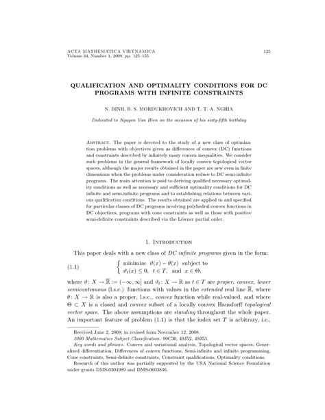 Pdf Qualification And Optimality Conditions For Dc Programs With Infinite Constraints