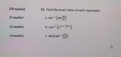 Solved Marks Find The Exact Value Of Each Chegg Com
