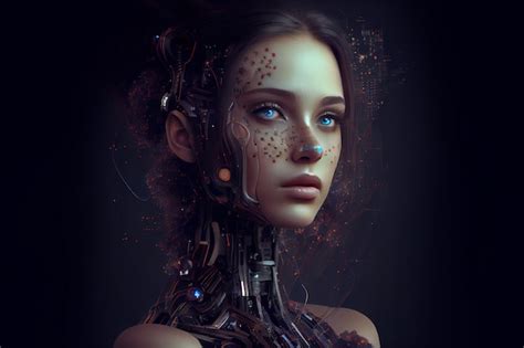Premium Photo Futuristic Robotic Robot Woman In Side Generative Ai