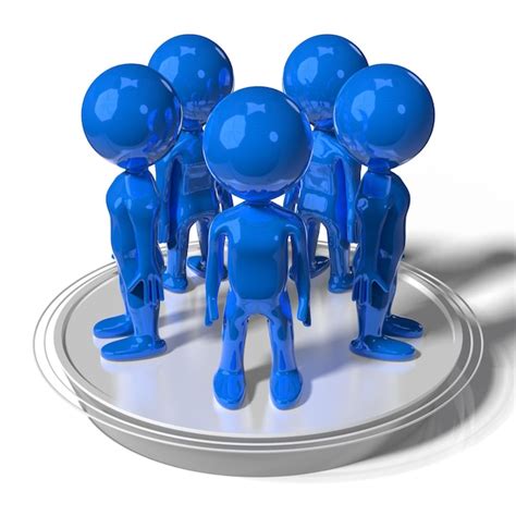 Ilustración 3d Del Concepto De Trabajo En Equipo De Personajes De Dibujos Animados Azules Foto