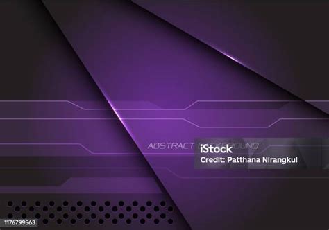 추상 보라색 금속 중첩 사이버 디자인 현대 미래 기술 배경 벡터 일러스트 3차원 형태에 대한 스톡 벡터 아트 및 기타 이미지 3차원 형태 강철 검은색 Istock