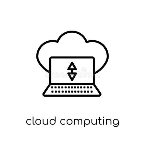 Cloud Computing Icon Trendy Modern Flat Linear Vector Cloud Com Stock Vector Illustration Of