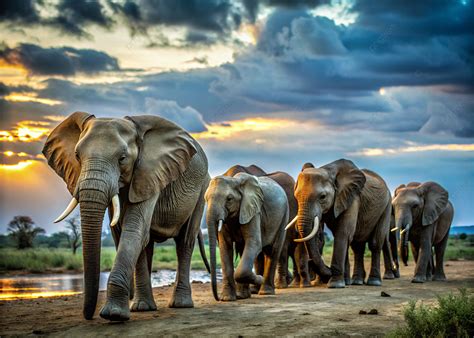 A Close Encounter Bull Elephants At The River Background Elephant