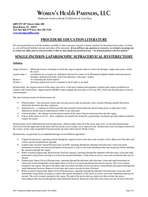 Fillable Online Single Incision Laparoscopic Supracervical Hysterectomy Fax Email Print Pdffiller