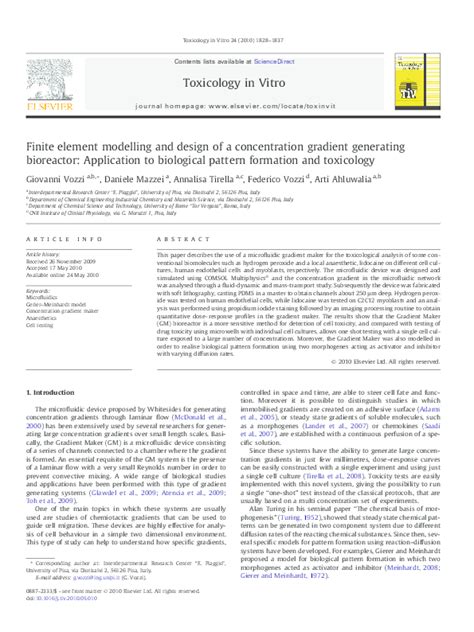 Pdf Finite Element Modelling And Design Of A Concentration Gradient Generating Bioreactor