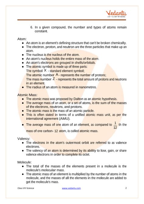 Atoms And Molecules Class 9 Notes Cbse Science Chapter 3 Free Pdf