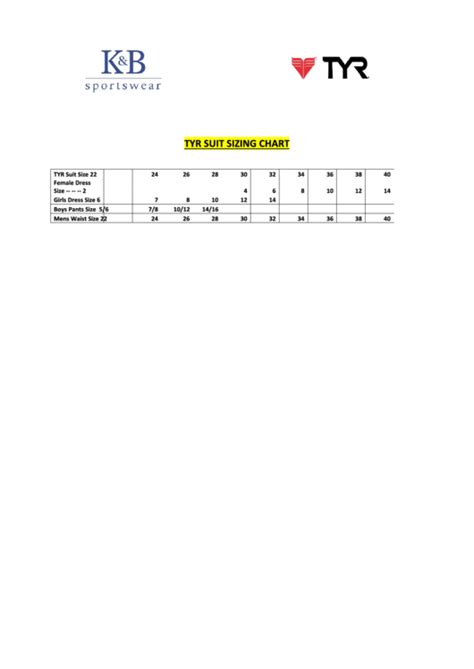 Top Tyr Size Charts Free To Download In Pdf Format