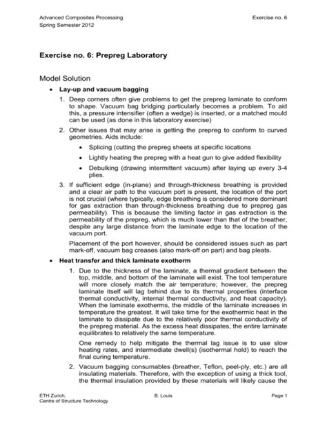 Exercise No 6 Prepreg Laboratory
