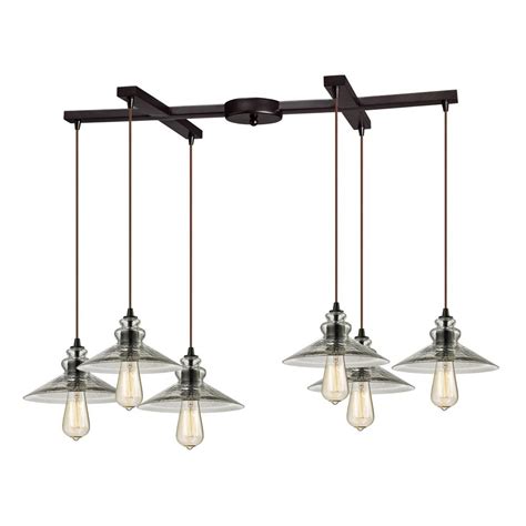 Titan Lighting Hammered Glass 6 Light Oil Rubbed Bronze Pendant The