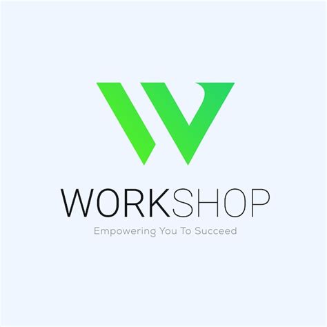 상점 템플릿을 수리하는 워크스테이션을 위한 워크샵 W 비즈니스 아이콘 로고 프리미엄 벡터