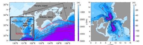 Quadruple Nested Roms Model Domains And Bathymetry Color M Left