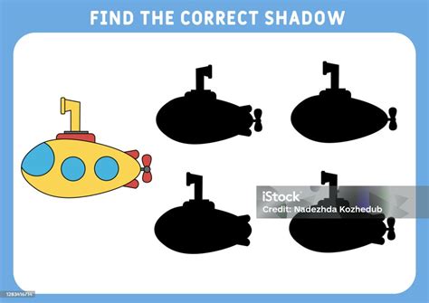 아이들을위한 올바른 그림자 교육 게임을 찾을 수 있습니다 재미있는 작은 잠수함 0명에 대한 스톡 벡터 아트 및 기타 이미지 0명 교육 군사 Istock