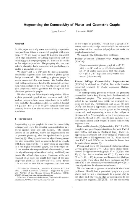 Pdf Augmenting The Connectivity Of Planar And Geometric Graphs