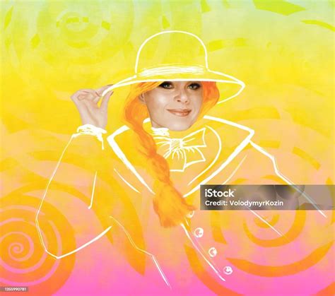 긴 브레이드가 있는 챙이 넓은 모자를 쓴 여성의 뷰티 일러스트 45 49세에 대한 스톡 벡터 아트 및 기타 이미지 45 49