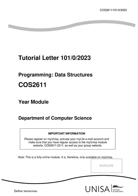 101 2023 0 B Assignments Cos26111010 Tutorial Letter 1010
