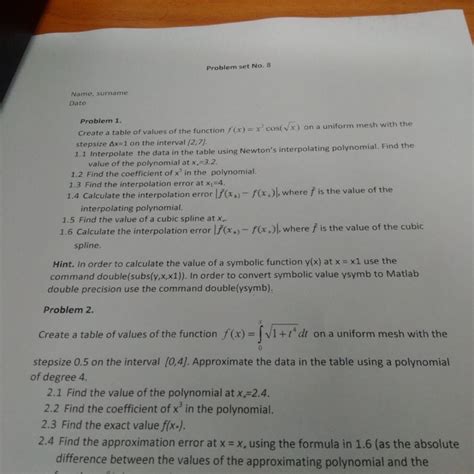 Solved Problem Set No Name Surname Date Problem Chegg Com