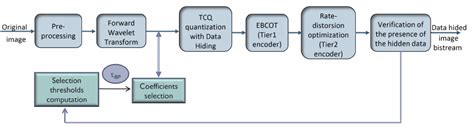 The Block Diagram Of The Joint Jpeg2000 Codec Data Hiding Scheme Download Scientific Diagram