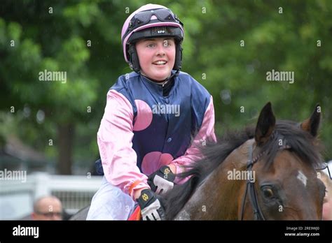 London Uk 26th July 2023 Mia Nicholls Returns To The Winners Enclosure After Winning The 18