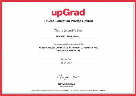 Shivam Kumar Sinha On Linkedin I Am Happy To Share That I Have Completed A Certification In Object