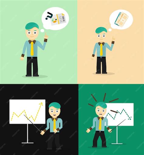 Premium Vector Set Of Cute Cartoon Young Businessmen Idea Concept And