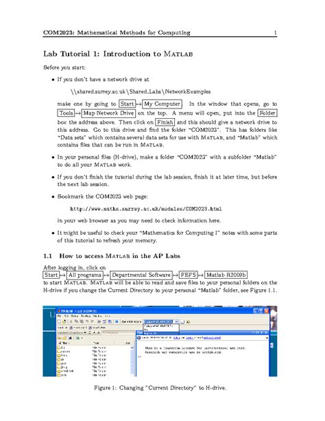 Matrics Good Lab Tutorial 1 Introduction To Matlab Before You