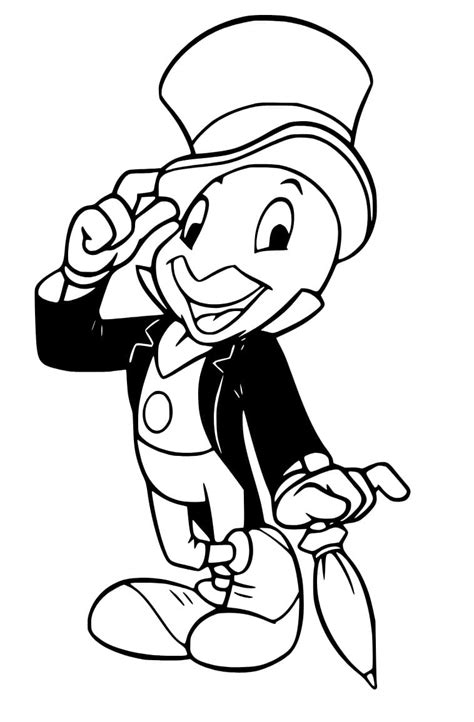 Jiminy Cricket Coloring Pages Coloringlib