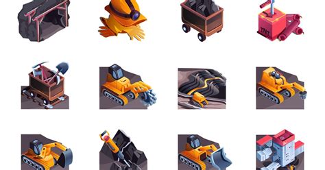 Minery Mine Isometric Icons Objects Ft 3d And Isometry Envato