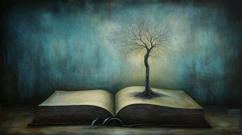 Tree Of Knowledge Growing From Open Book Painting Illustration Stock Illustration Illustration