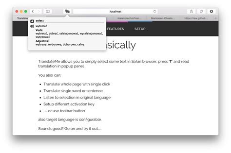Translate Me Safari Extension
