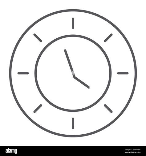 Clock Thin Line Icon Watch And Hour Time Sign Vector Graphics A Linear Pattern On A White