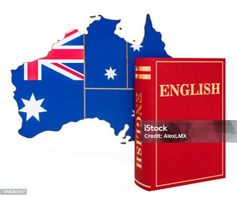 호주의 지도 흰색 배경에 고립 된 3d 렌더링 영어 언어 책 교육에 대한 스톡 사진 및 기타 이미지 교육 호주 3차원 형태 Istock