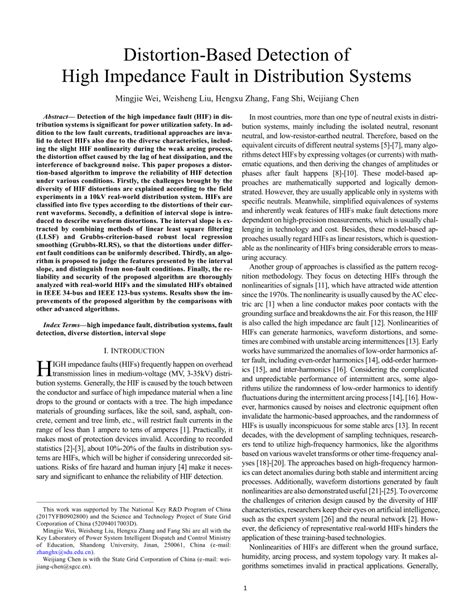 Pdf Distortion Based Detection Of High Impedance Fault In