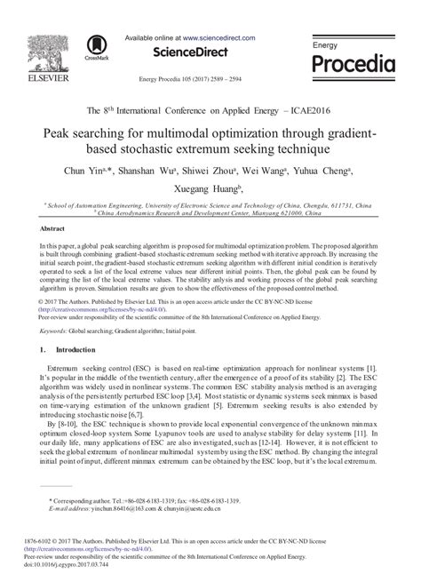 Pdf Peak Searching For Multimodal Optimization Through Gradient Based Stochastic Extremum