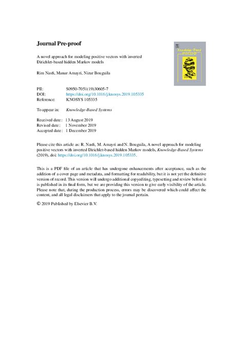 Pdf Inverted Dirichlet Hmms For Positive Vectors