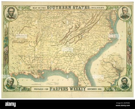 Map Of The Southern States Including Rail Roads County Towns State