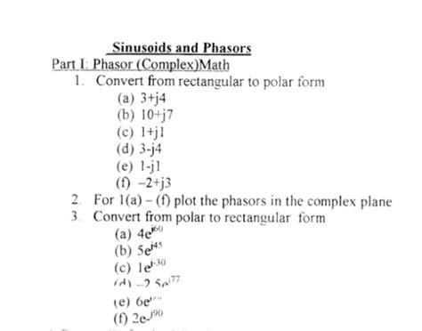 Solved Sinusoids And Phasors Part 1 Phasor Complexmath 1