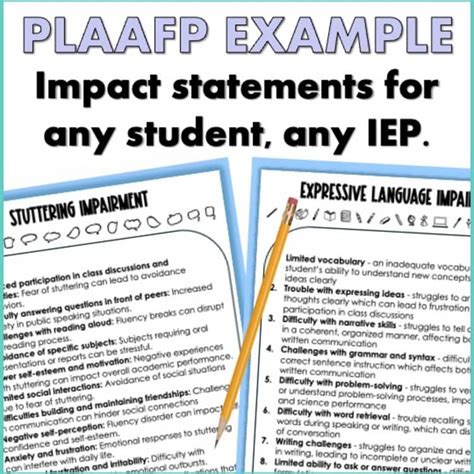 Iep Impact Statement And Adverse Effects Speech Therapy Fill In Blank Templates
