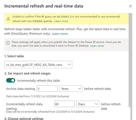 solved incremental refresh with large data using paramete