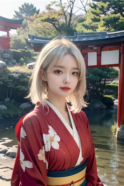 Em Người Yêu Xinh đẹp Trong Trang Phục Kimono Màu đỏ Ảnh Sex 3d Ảnh