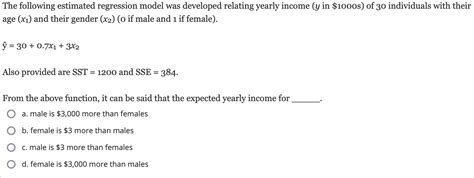 Solved The Following Estimated Regression Model Was