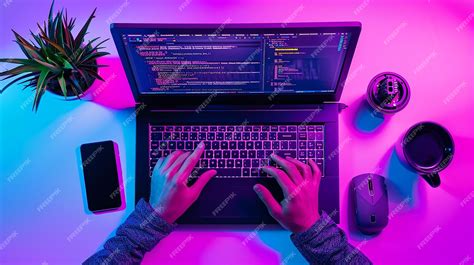 Programmer Coding Software Isolated On Flat Color Background Premium