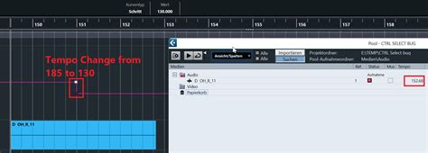 Tempo In Pool Not Set When Recording In A Loop Cubase Steinberg Forums