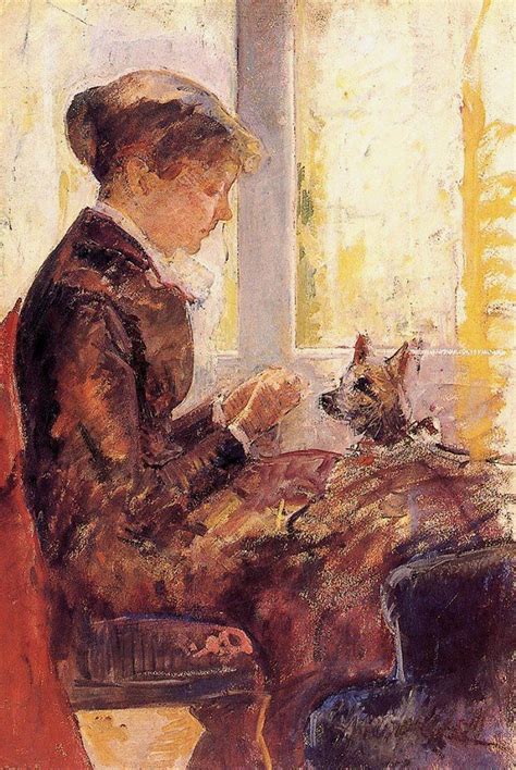 Mary Cassatt Woman By A Window Feeding Her Dog 1880 Oil Gouache