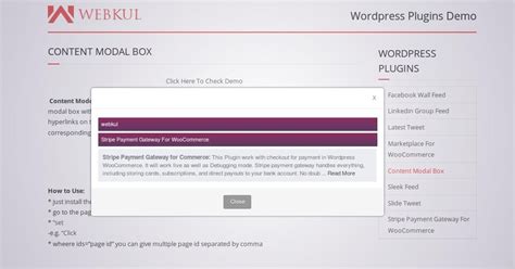 content modal box wordpress webkul