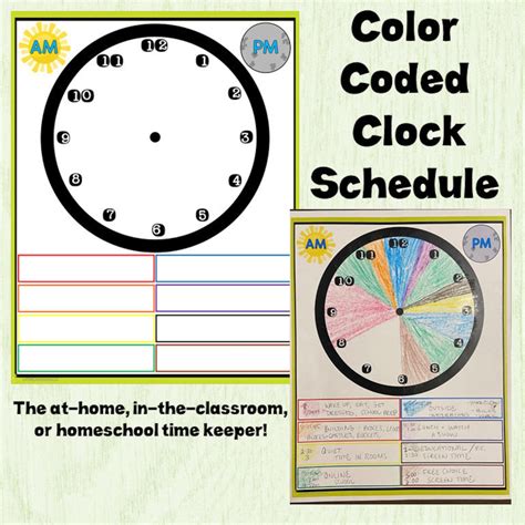 Color Coded Clock Schedule Keeper Homeschool Classroom Visual