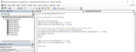 delete blank worksheets using macros myexcelonline
