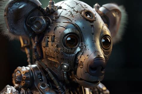 Realistic Koala Robot Head Cinematic 3d With Super Detail And Rococo